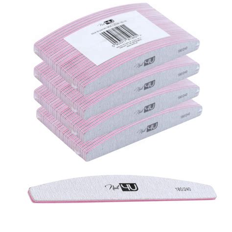 NAIL4U PILNIK DO PAZNOKCI BASIC NAKED ŁÓDKA PÓŁKSIĘŻYC 180 240 100 szt