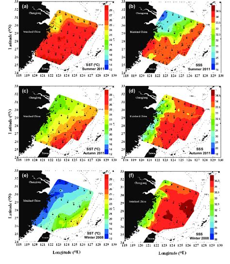 Spatial Distributions Of A Sst In Summer 2011 B Sss In Summer