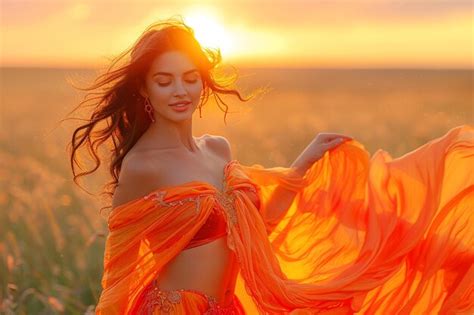 Sunset Field Photoshoot Premium AI Generated Image