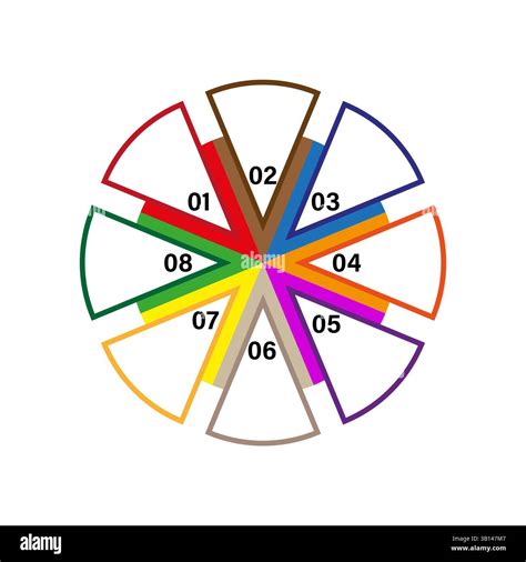 Color Pie Chart Numbered Segments Wheel Vector Infographics Circle Color Pie Chart Numbered Segments Wheel Vector Infographics Circle