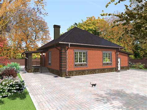 Оптимальный удобный проект одноэтажного дома с гаражом Самара Архитектурное бюро «Домой