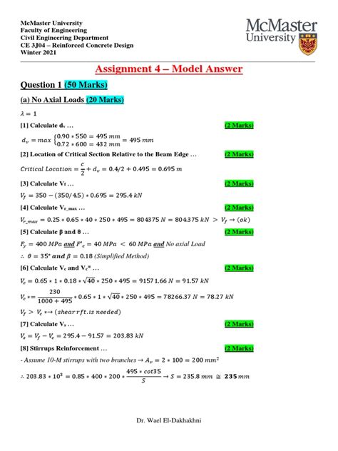 Assignment 4 Model Answer Pdf Pdf Beam Structure Classical