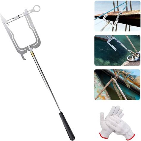 Telescoping Automatic Boat Dock Hook Stainless Steel Dock Hook Cable Wire Guider Ship Parking
