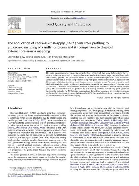 The Application Of Check All That Apply Cata Consumer Profiling To