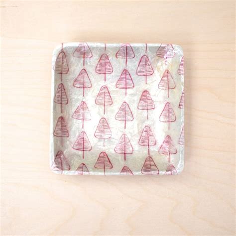 Capiz Acacia Plate Nordic Pine Trees Square LIKHÂ Wolf Badger