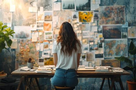 Premium Photo Inspiring Ambition Woman Works On Vision Boards To Manifest Goals
