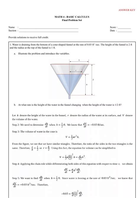 Summary Basic Calculus Problem Solving With Answer Key And Explanation