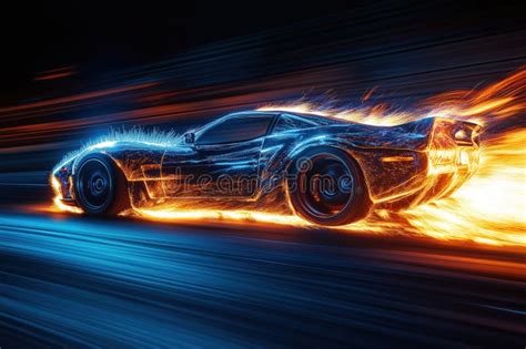 High Speed Car Acceleration With Nitro Boost Blue Flames Igniting Raw Power Stock Illustration