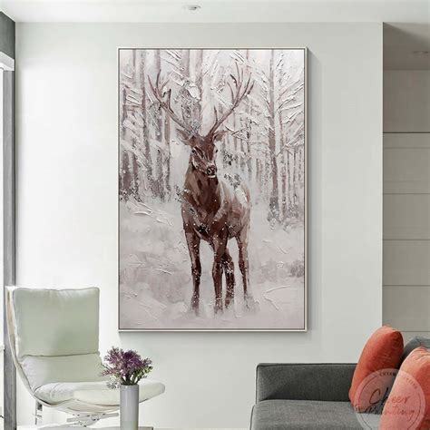 Christmas Deer Painting Etsy