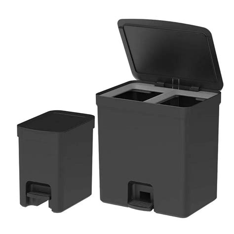 Kit 2 Lixeiras Pedal C Tampa Dupla 20L E 6L Seletiva Cesto De Lixo