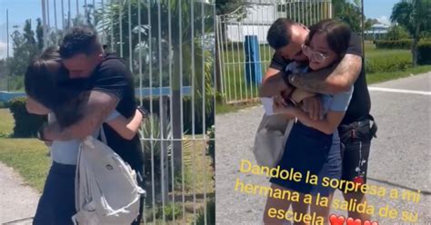 Emotivo Cubano sorprende a su hermana fuera de la escuela tras más de