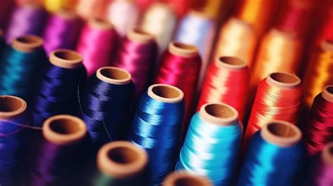 premium ai image sewing threads multicolored background closeup