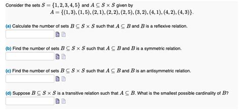 Solved Consider The Sets S And Ass Given By Chegg