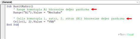 Excel Makro Yazma