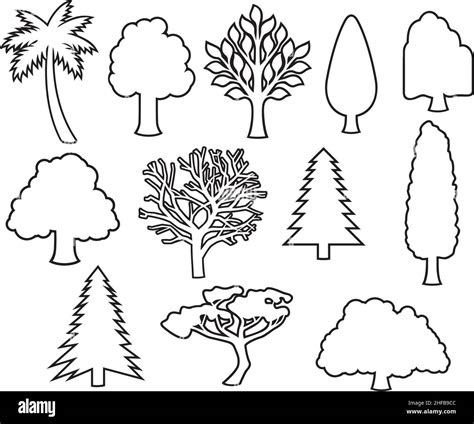 Trees Icons Thin Line Set Vector Illustration Stock Vector Image And Art