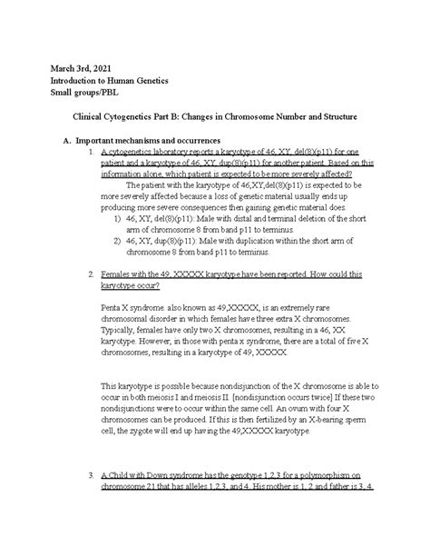Genetics Assignment 5 March 3rd 2021 Introduction To Human Genetics