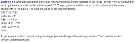 Solved Exercise 1 Write A Program That Generates N Random Chegg