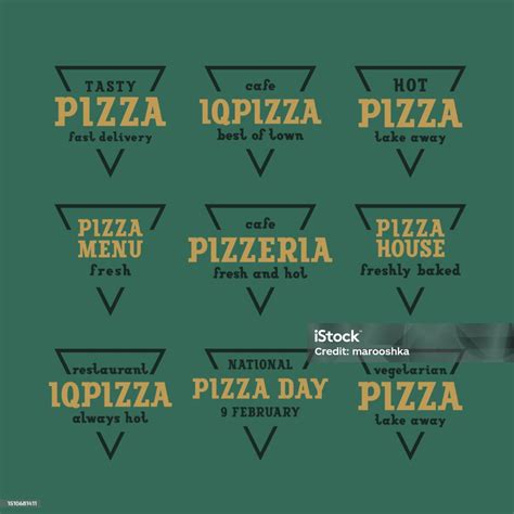 피자 가게 로고 세트 템플릿 카페 패스트 푸드 레스토랑 또는 배달 피자에 대 한 디자인 엠블럼 또는 배지 벡터 일러스트 레이 션 10eps 개념에 대한 스톡 벡터 아트 및