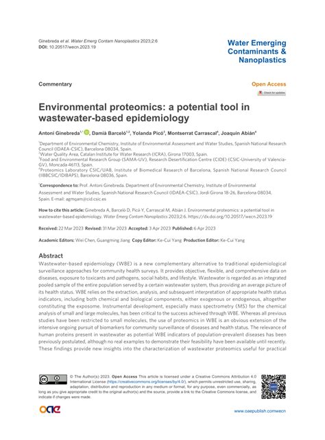 Pdf Environmental Proteomics A Potential Tool In Wastewater Based