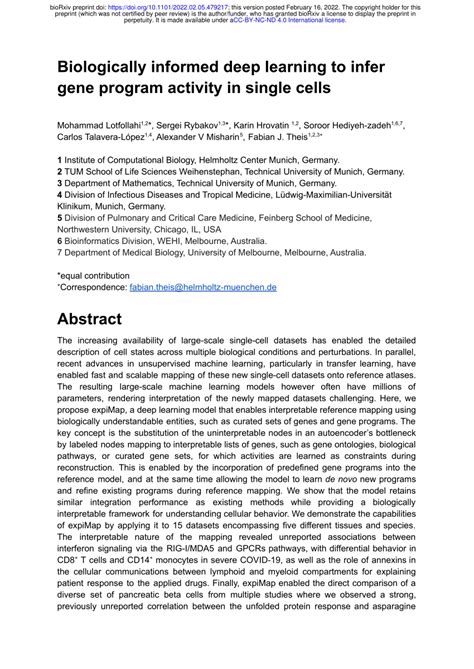 Pdf Biologically Informed Deep Learning To Infer Gene Program Activity In Single Cells