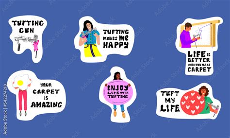 Collection Of Hand Drawn Lettering About Tufting Unique Vector Design