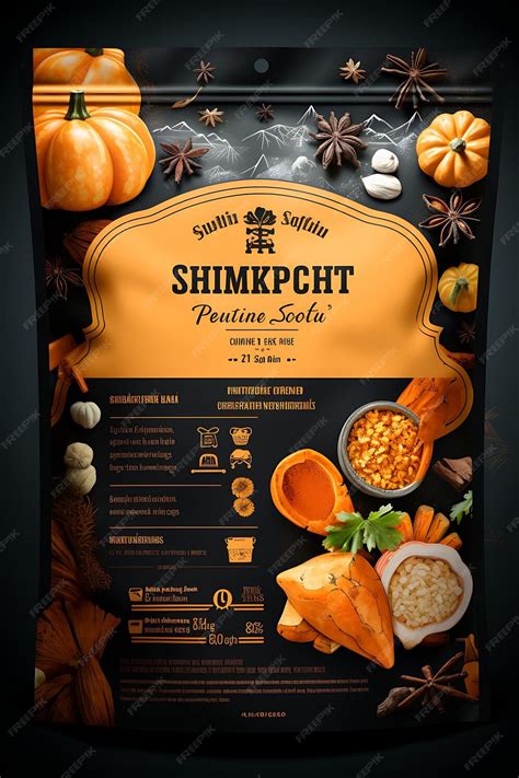 Premium Photo Website Layout Winter Squash Snack Bag Packaging With Deep Orange And Brown