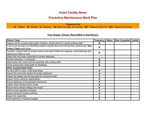 Editable Electrical Preventive Maintenance Schedule Template Excel Example Schedule Template