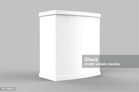 빈 광고 카운터 포스 포 Pvc 프로 모션 부스 소매 무역 서 고립 된 흰색 바탕에 화이트 디자인에 대 한 서식 파일을 비웃는 다 3 차원 일러스트 레이 션 0명에 대한