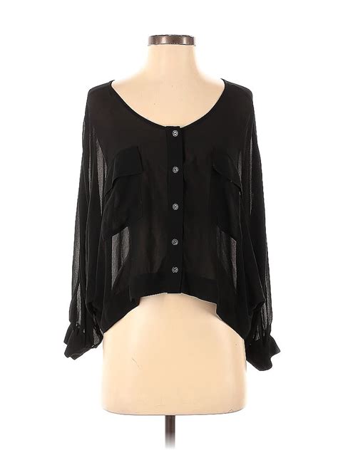 Naked Zebra Polyester Black Long Sleeve Blouse Size S Off ThredUp