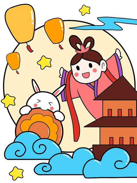 小学生中秋节简笔画 小学生中秋节简笔画图片大全 画趣文库（我爱生活）