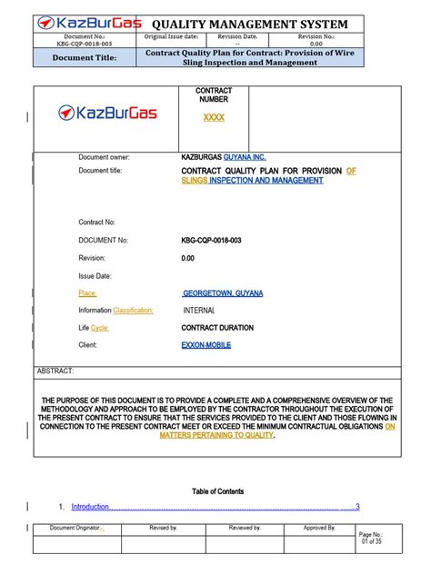 Draft Contract Quality Plan 13jul2020 Pdf Quality Assurance