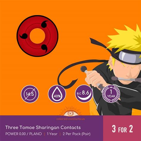 Three Tomoe Sharingan Contacts Colored Contacts