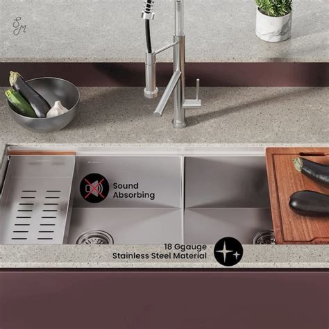 Swiss Madison Rivage 45 X 19 Dual Basin Undermount Kitchen Workstation
