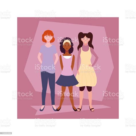 Women Standing With Different Poses Stock Illustration Download Image
