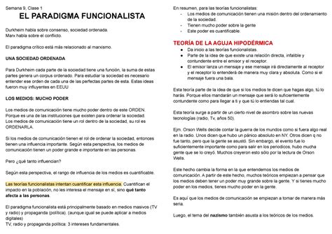 El Paradigma Funcionalista Semana 9 1 Semana 9 Clase 1 El Paradigma Funcionalista Durkheim