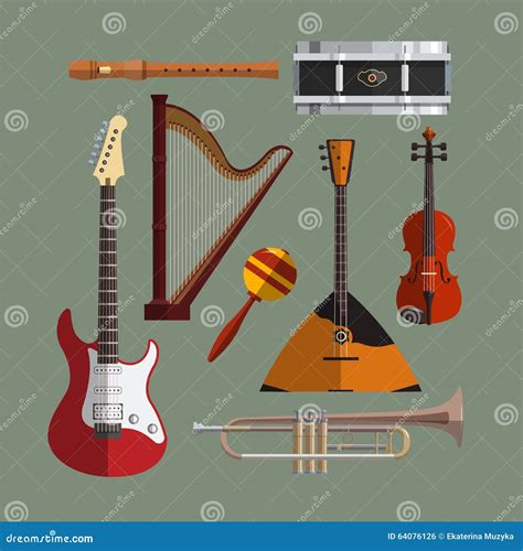 Musical Instruments Collection Music Icon Vector Stock Vector