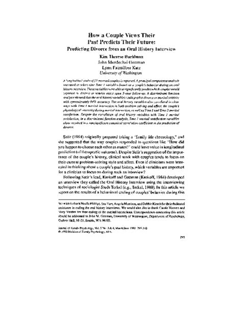 Pdf How A Couple Views Their Past Predicts Their Future Predicting