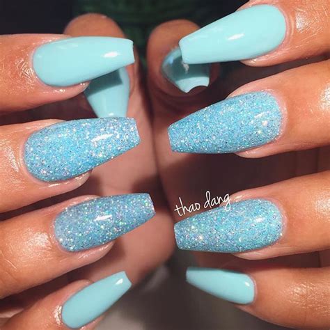 Light Blue Acrylic Nails With Glitter Eqazadiv Home Design