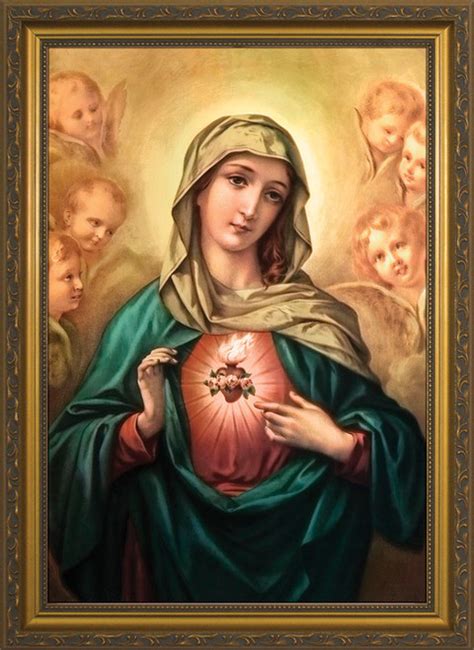 Antique Immaculate Heart Of Mary Framed Art Catholic To The Max
