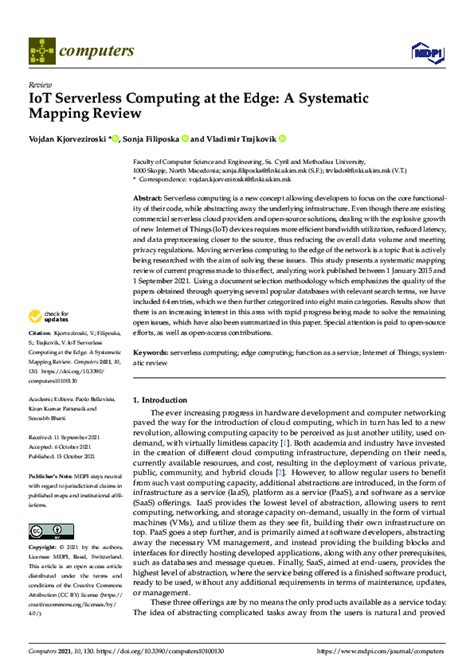 Pdf Iot Serverless Computing At The Edge A Systematic Mapping Review