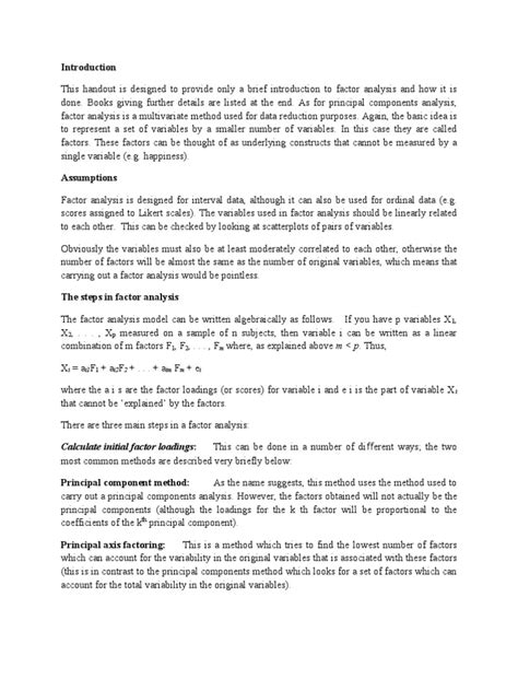 Factor Analysis Stata Pdf Factor Analysis Principal Component