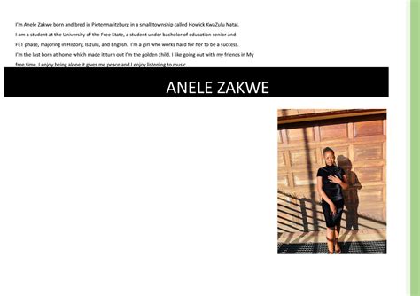 Anele WILV Assignment Im Anele Zakwe Born And Bred In Pietermaritzburg In A Small Township