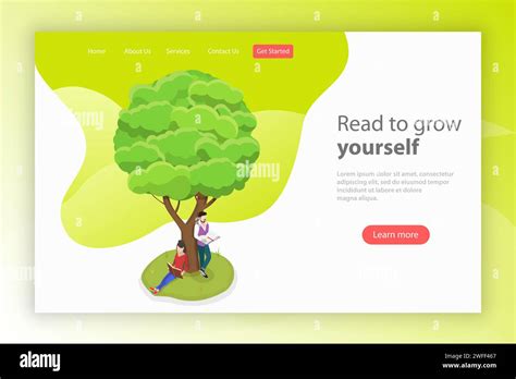 Read To Grow Yourself Isometric Flat Vector Landing Page Template