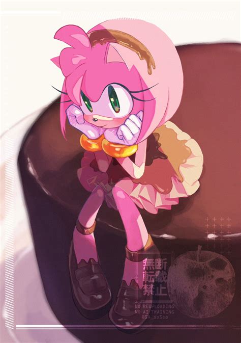 Safebooru 1girl Amy Rose Black Footwear Blush Bracelet Brown Dress