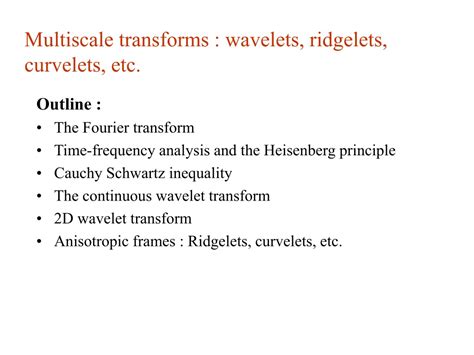 Ppt Multiscale Transforms Wavelets Ridgelets Curvelets Etc