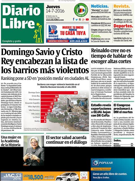 Diario Libre República Dominicana Jueves 14 De Julio De 2016 Infobae
