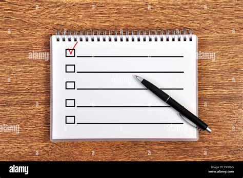 Notebook With Checklist Stock Photo Alamy