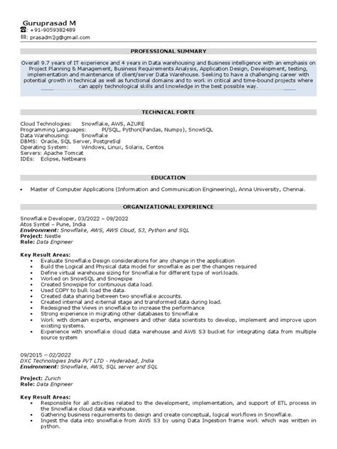 Guruprasad Updated Cv Pdf Databases Sql