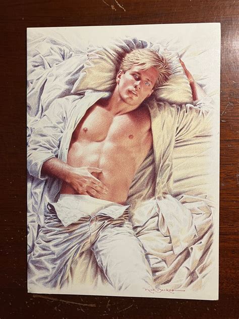 Gay Homosexual Blond Man Lying in Bed Sheets Blankets Backes Etsy в