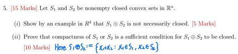 Solved 5 15 Marks Let S₁ And S₂ Be Nonempty Closed Convex